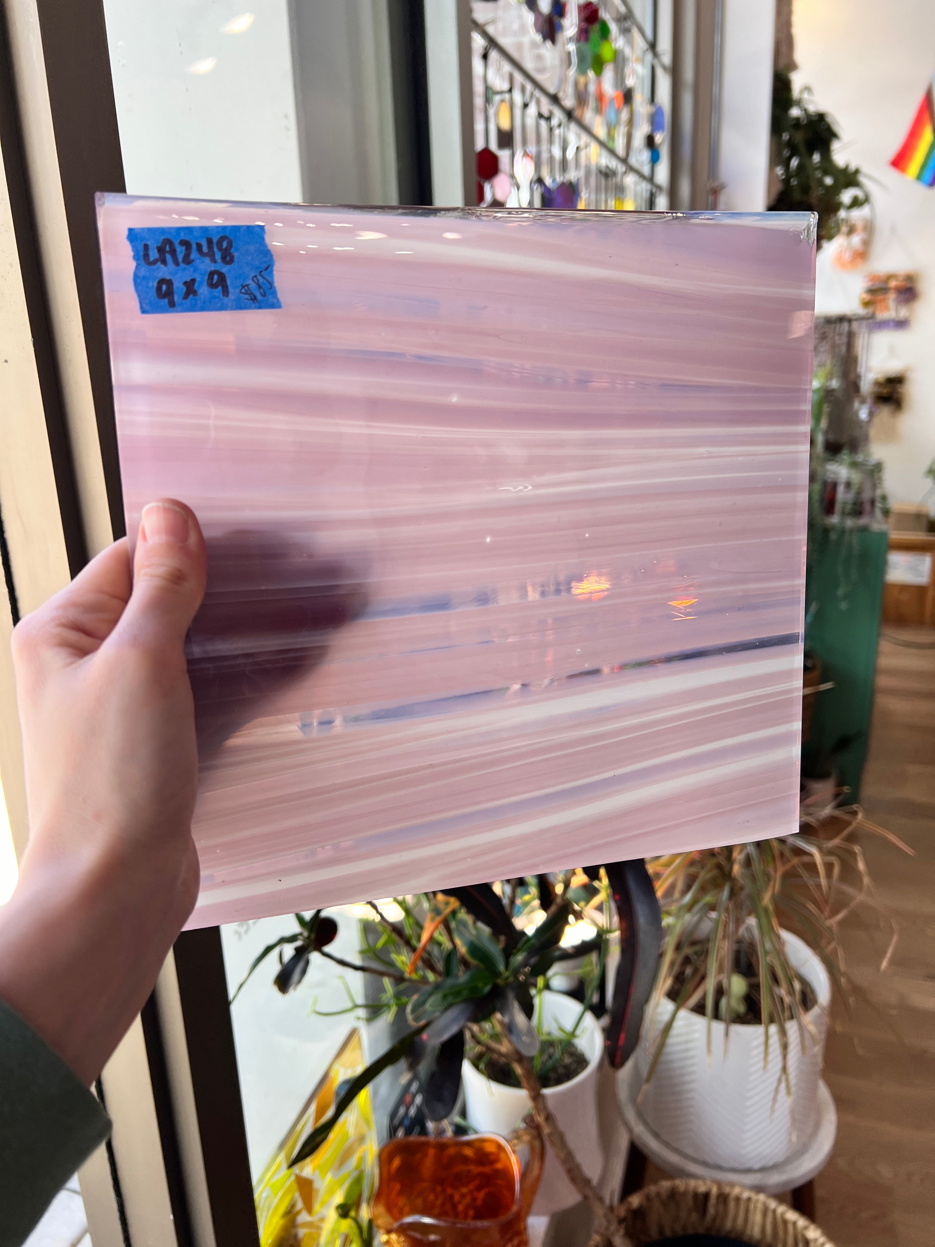 Lamberts Mouth Blown Violet & Opaque White on Clear (Flash Glass) S18 ...