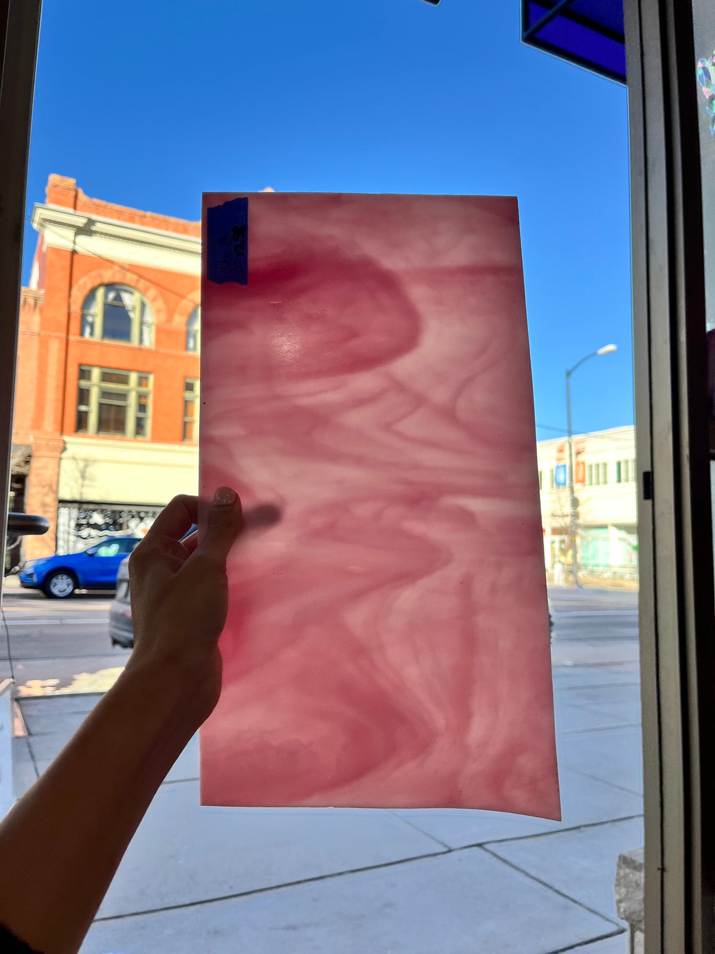Vintage Pink and White Wispy Opaque Spectrum – Colorado Glass Works